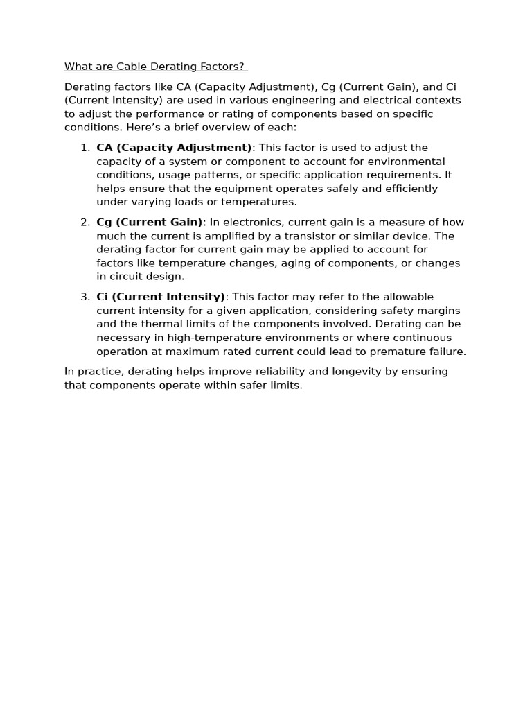 What are Cable Derating Factors | PDF