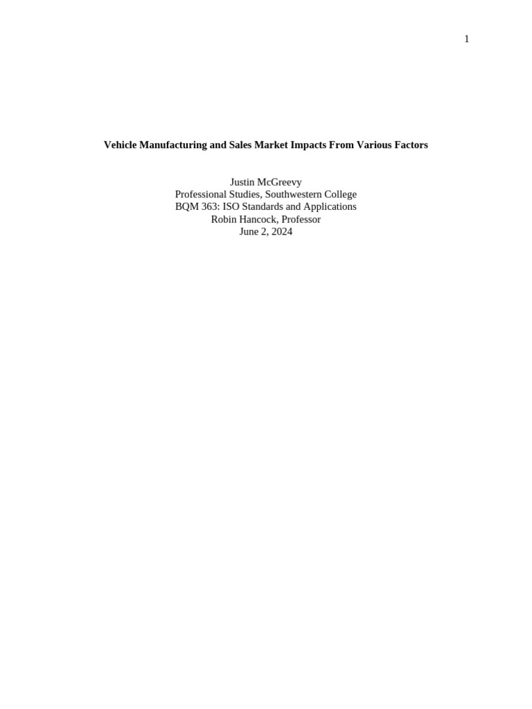 BQM 363 Unit 3 - Written Assignment | PDF | Electric Vehicle | Engines