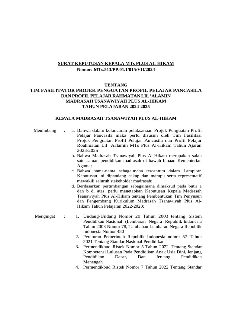 SK Tim P5RA | PDF | Karier & Perkembangan | Bisnis