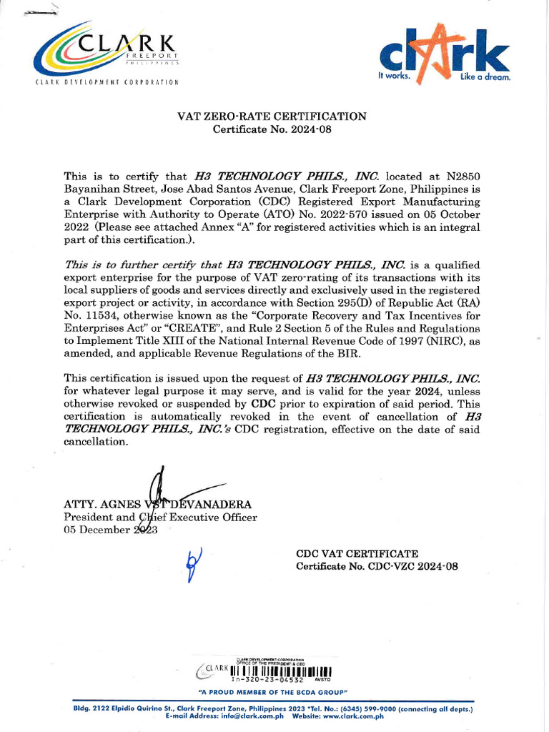 VAT Zero-rate Cert 2024 | PDF | Value Added Tax | Government VAT Zero-rate Cert 2024 | PDF | Value Added Tax | Government