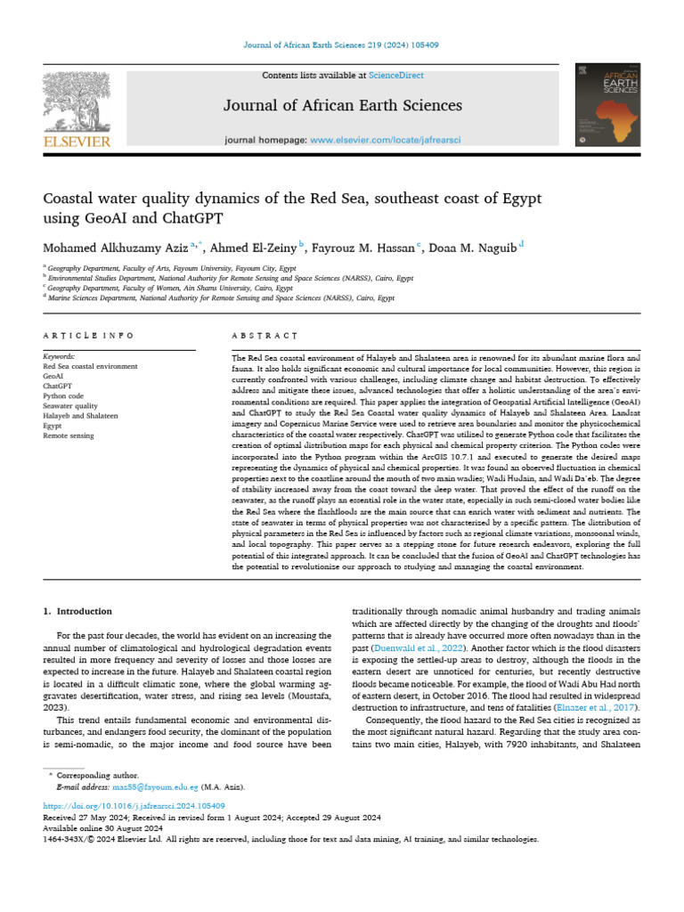 Coastal Water Dynamic of The Red Sea - Final | PDF | Sea | Oceans