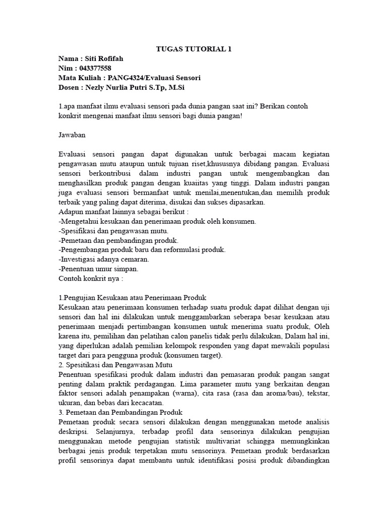 Tt1-Evaluasi Sensori | PDF