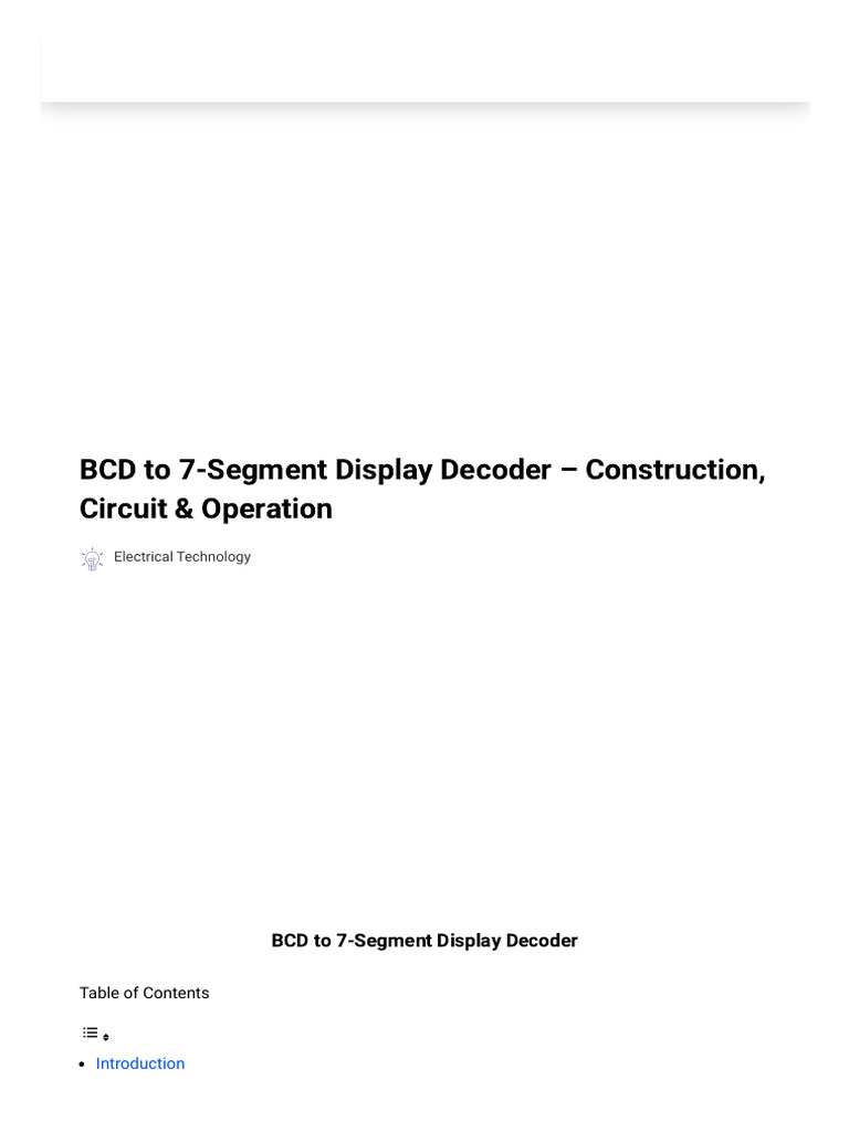 Bcd To 7 Segment Display Decoder Construction Circuit And Operation Pdf Logic Gate Binary