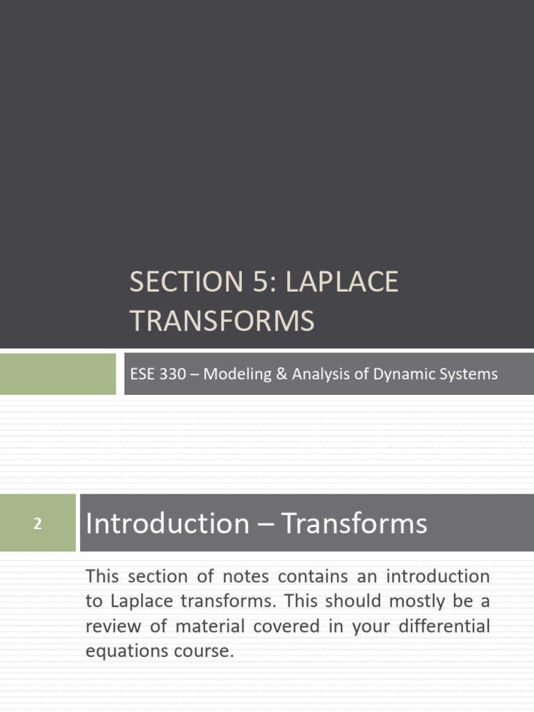 Section 5 Laplace Transforms | PDF | Laplace Transform | Applied ...