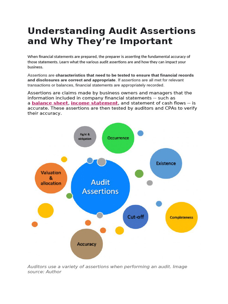 Understanding Audit Assertions and Why They | PDF | Financial Audit | Financial Statement