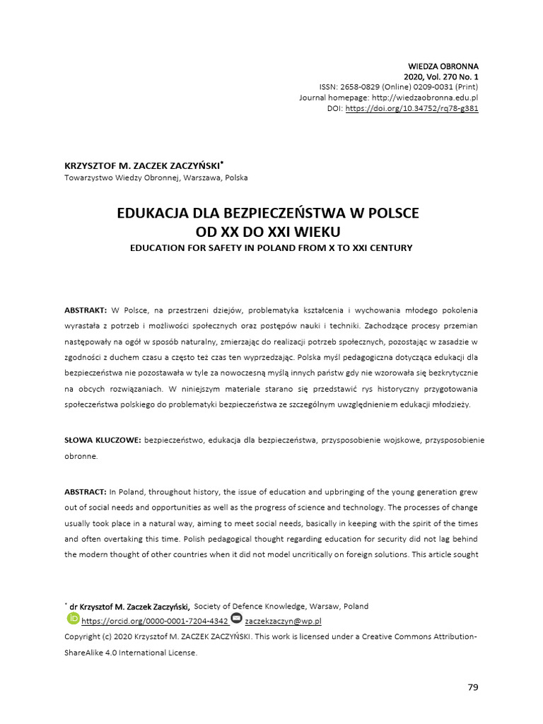 Edukacja Dla Bezpieczeństwa W Polsc | PDF