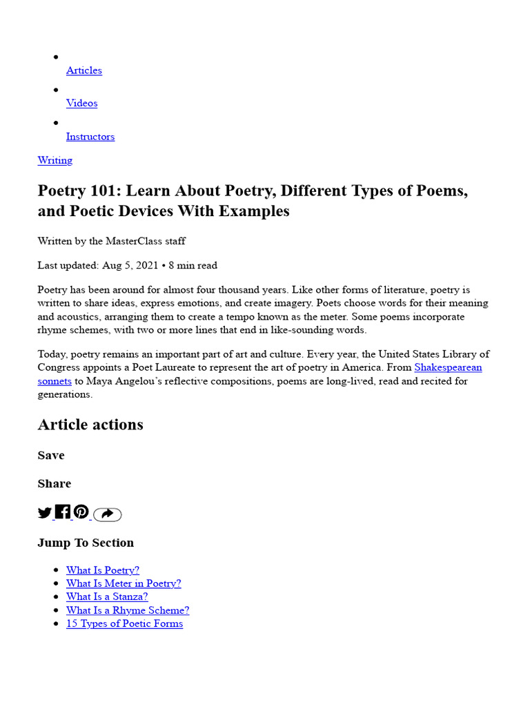 Poetry 101- Learn About Poetry, Different Types of Poems, and Poetic ...