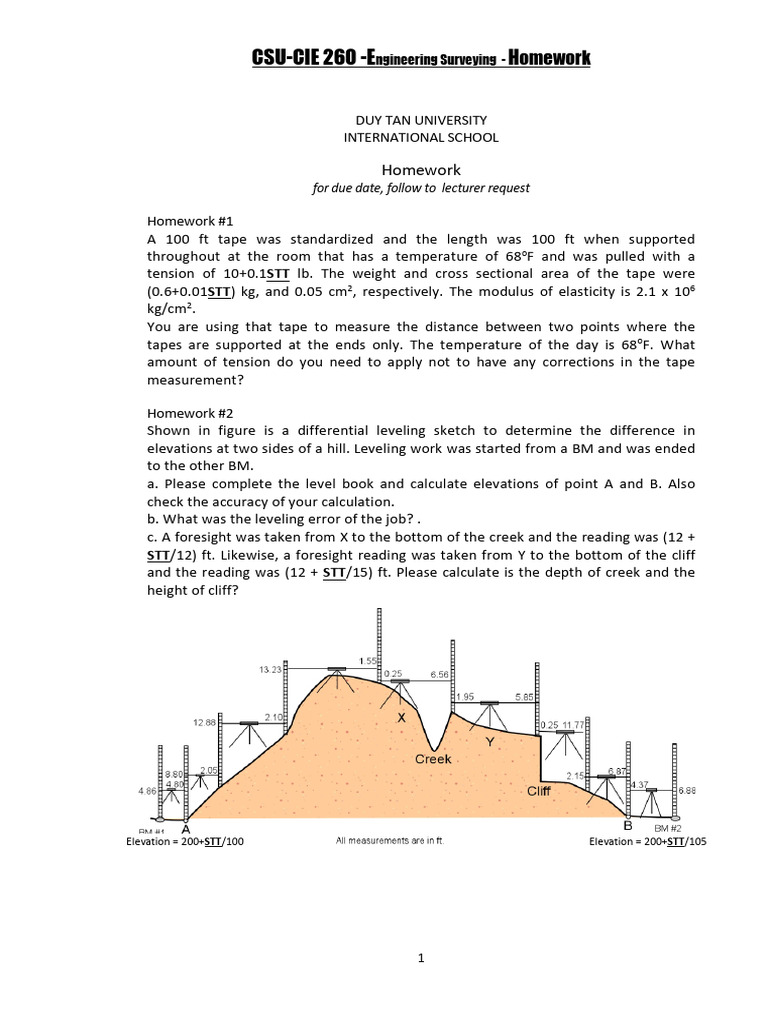 Engineering Surveying Homework Assignments | PDF | Surveying | Angle