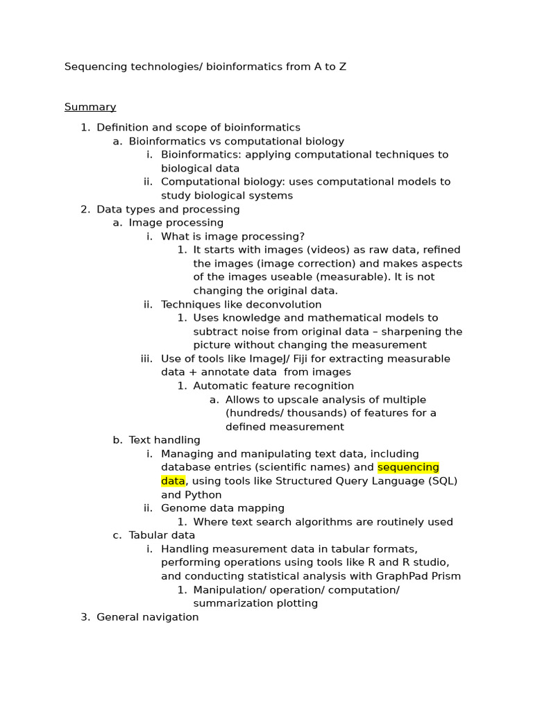 sequencing technologies | PDF | Bioinformatics | Shell (Computing)