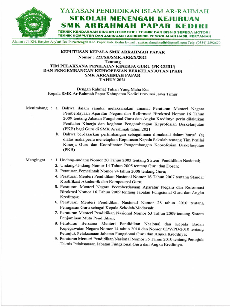 SK PKG 2021 Dan Lampiran TTD | PDF