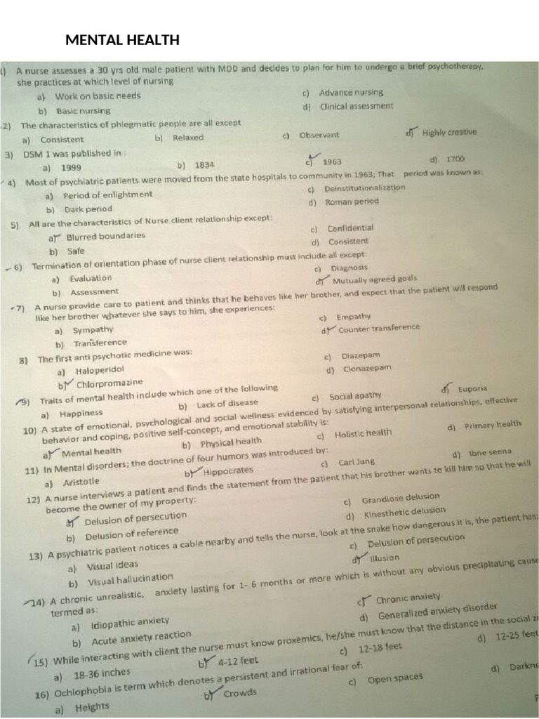 Mental Past Paper | PDF