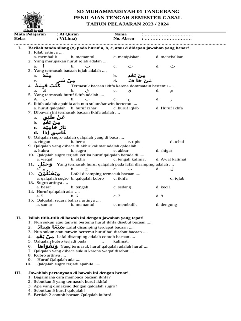 Soal KMD Mid Gasal | PDF | Agama & Spiritualitas