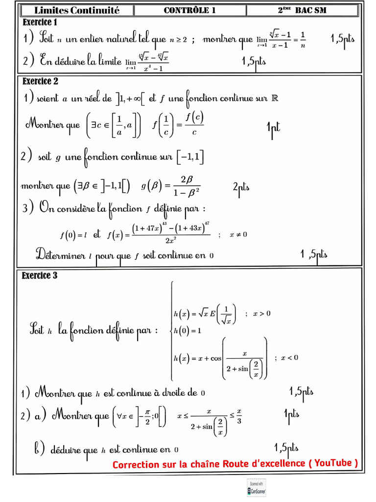 Devoir 2bac SM | PDF