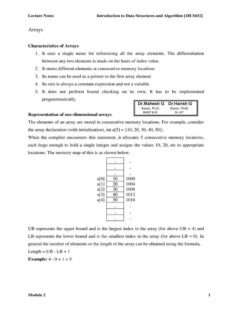 ds1 Arrays | PDF | Teaching Methods & Materials | Science & Mathematics