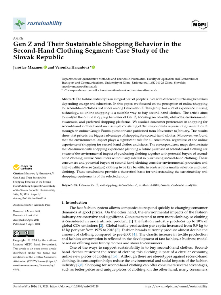 Gen Z and Their Sustainable Shopping Behavior in The Second-Hand ...