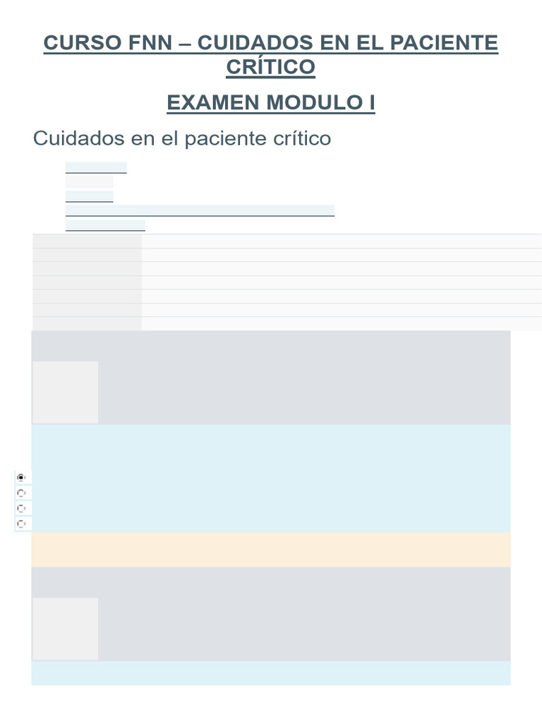 Examen Cuidados Paciente Crítico | PDF | Enfermería | Unidad de ...
