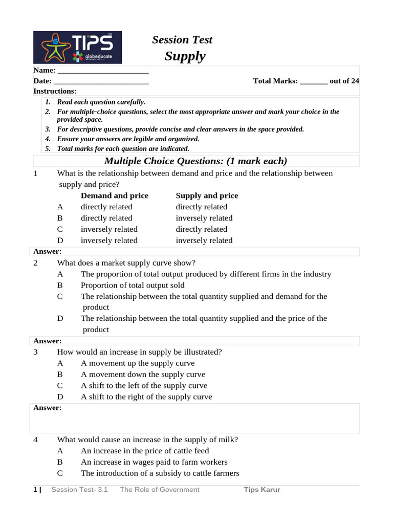 Supply and Demand Economics Test | PDF | Demand | Tomato