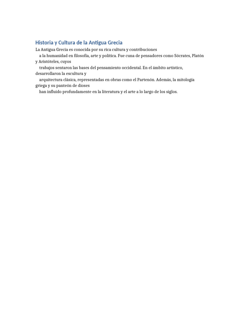 Documento 3 Historia y Cultura de La Antigua Grecia | PDF