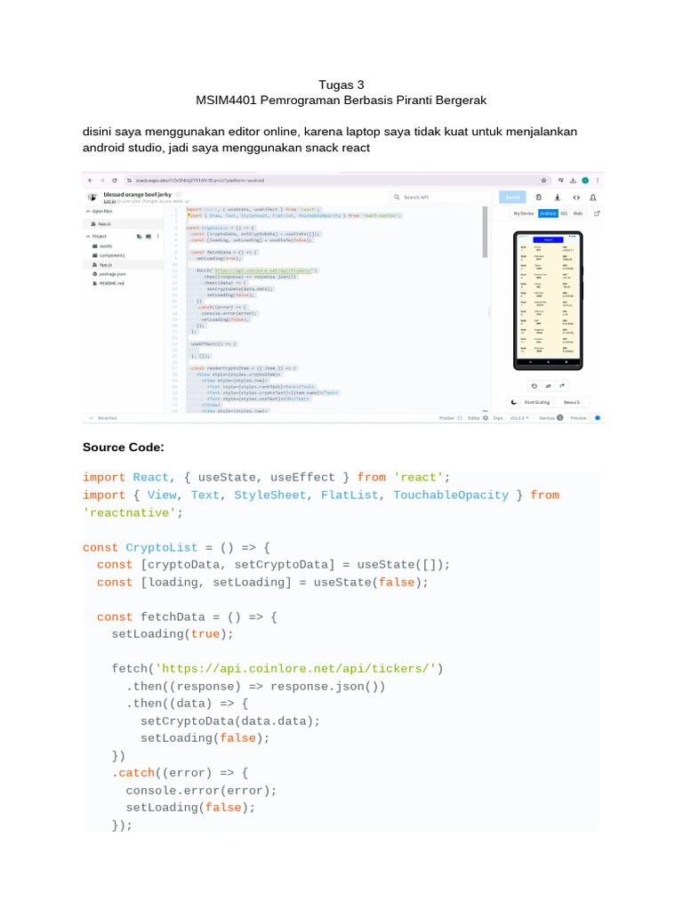 CryptoList dengan React Native | PDF | Komputer | Teknologi & Rekayasa
