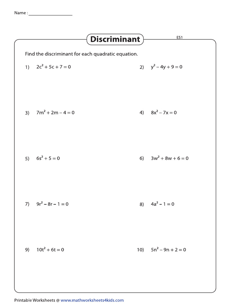 Discriminant Easy 1 | PDF
