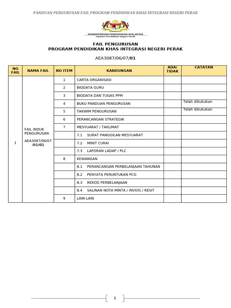 Panduan Pengurusan Fail PPKI | PDF