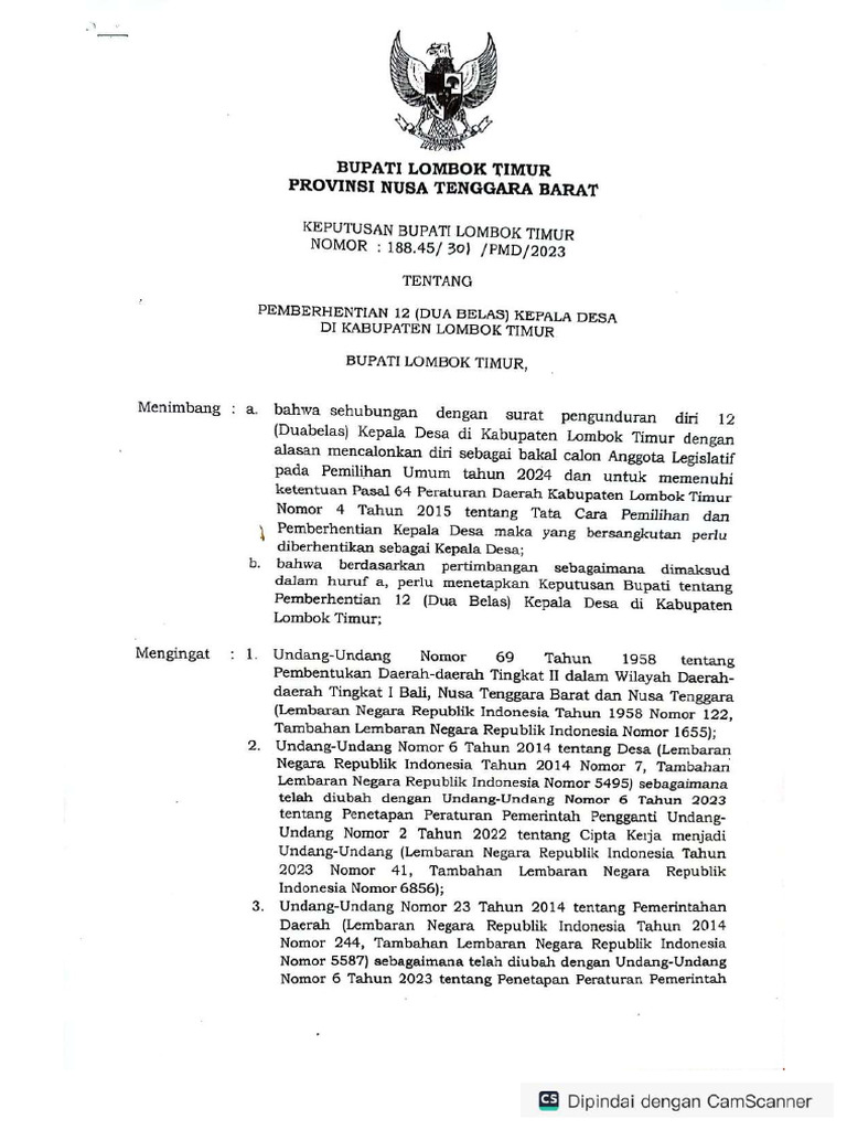 Sk Pemberhentian Kades | PDF