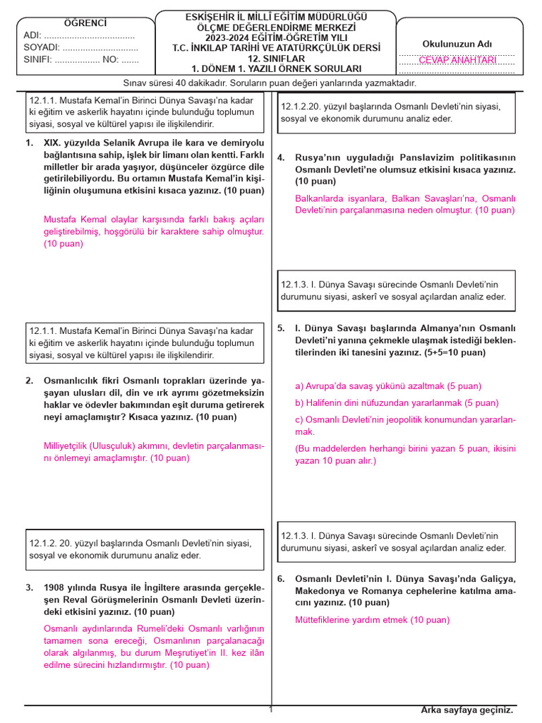 SYnYf Tarih 1-1 CVP-1 | PDF