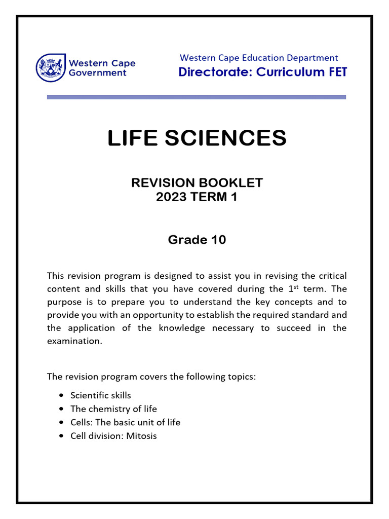 Grade 10 Life Sciences Revision Guide | PDF | Vacuole | Endoplasmic ...