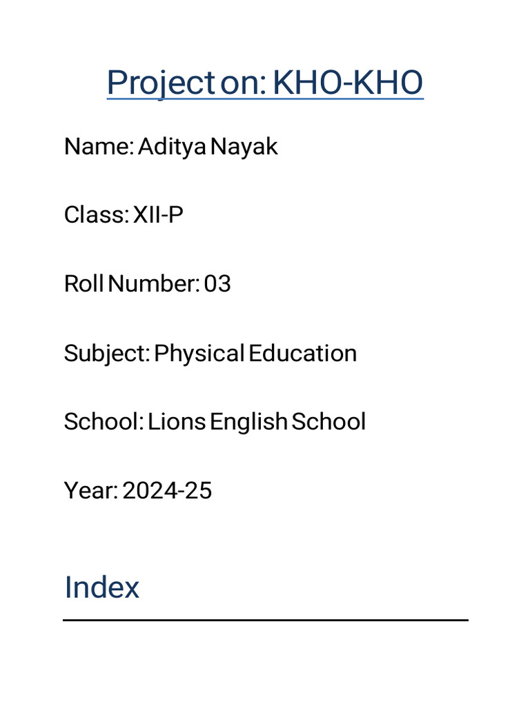 Projecton: KHO-KHO | PDF