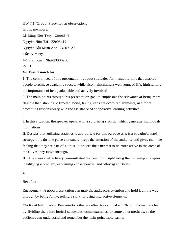 HW7.1 - Presentation Group 2 | PDF | Attention | Time Management