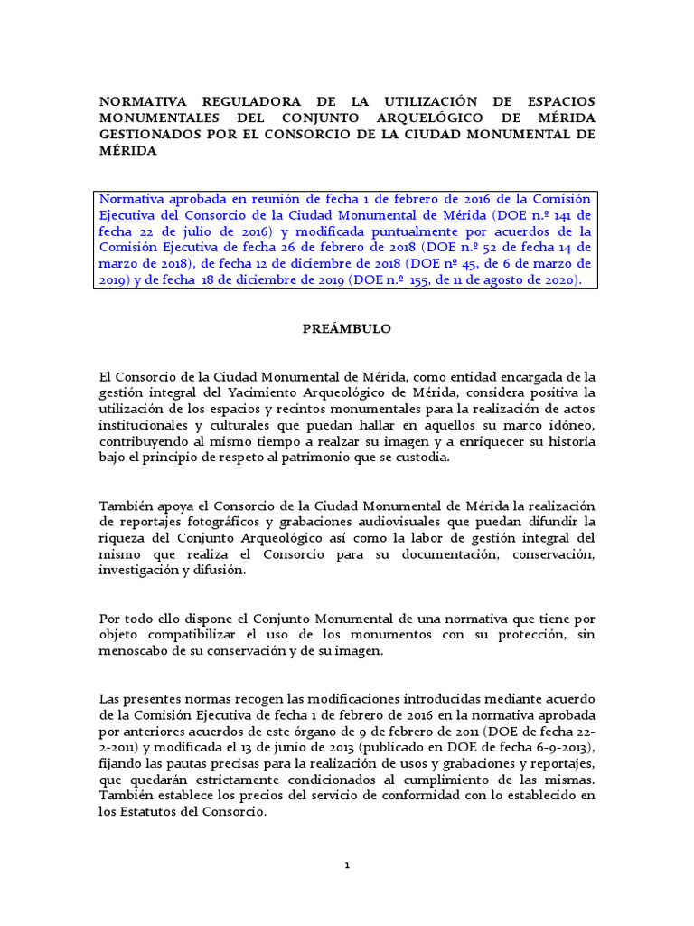Normativa de Uso de Espacios Monumentales | PDF | Comisión Europea ...
