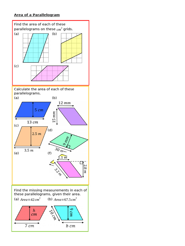 Parallelogram Area Calculation Guide | PDF | Teaching Methods ...