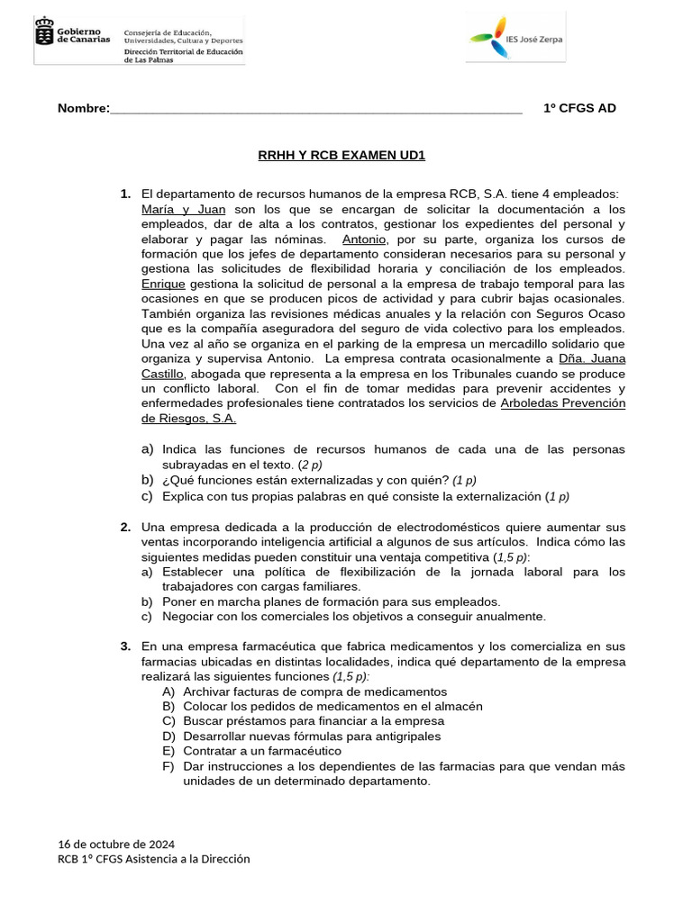 RCB Examen Ud1 2 | PDF | Business | Farmacia