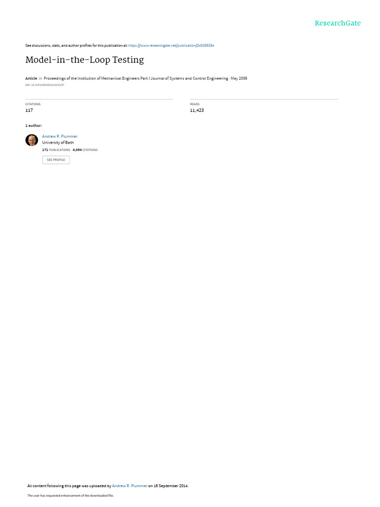 Model in The Loop - Testing | PDF | Simulation
