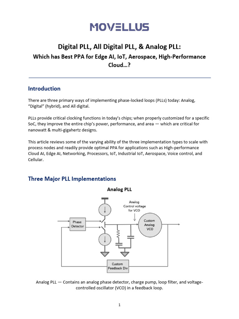 Digital PLL, All Digital PLL, & Analog PLL - Movellus | PDF | Computer ...