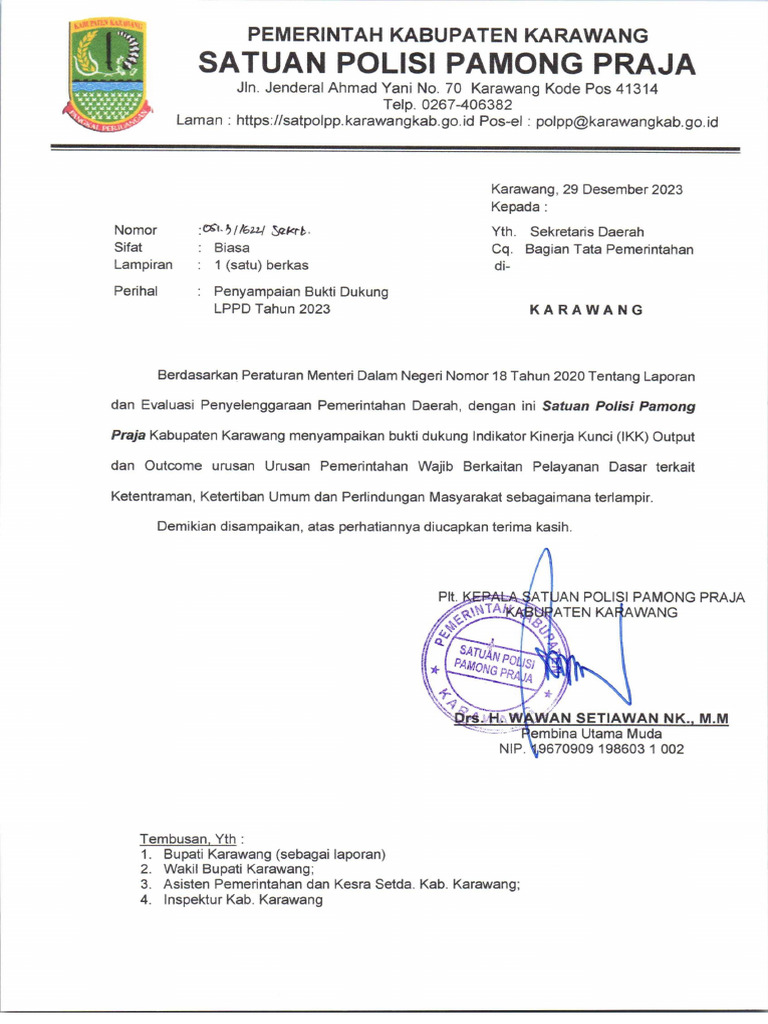 IKK 1.e.1 DAFTAR PENGADUAN GANGGUAN TRANTIBUM LINMAS 2023 SATPOL PP | PDF