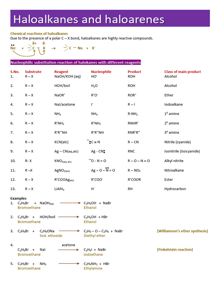 Haloalkane Reactions Guide | PDF | Ether | Chemistry