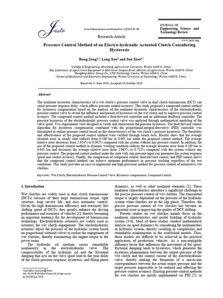 Pressure Control Method of An Electro-Hydraulic Ac | PDF | Actuator ...