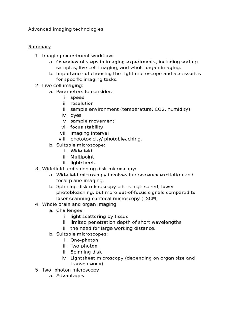 Advanced Imaging Technologies | PDF | Microscopy | Confocal Microscopy