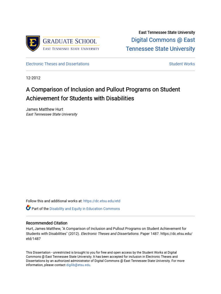 A Comparison of Inclusion and Pullout Programs On Student Achieve | PDF ...