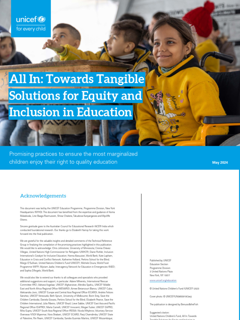 All in - Towards Tangible Solutions For Equity and Inclusion in Education PDF | PDF ...