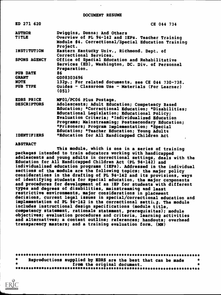 PL 94-142: IEP Procedures Overview | PDF | Individualized Education ...