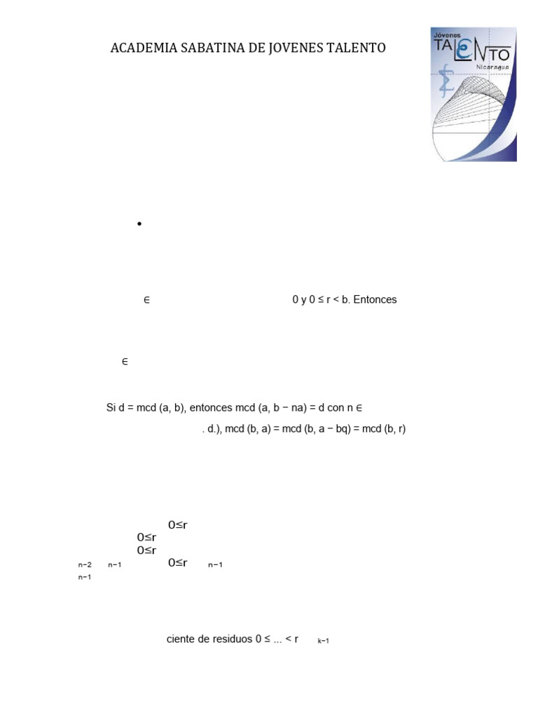 Algoritmo de Euclides y Teorema de Bezout | PDF | Matemáticas ...