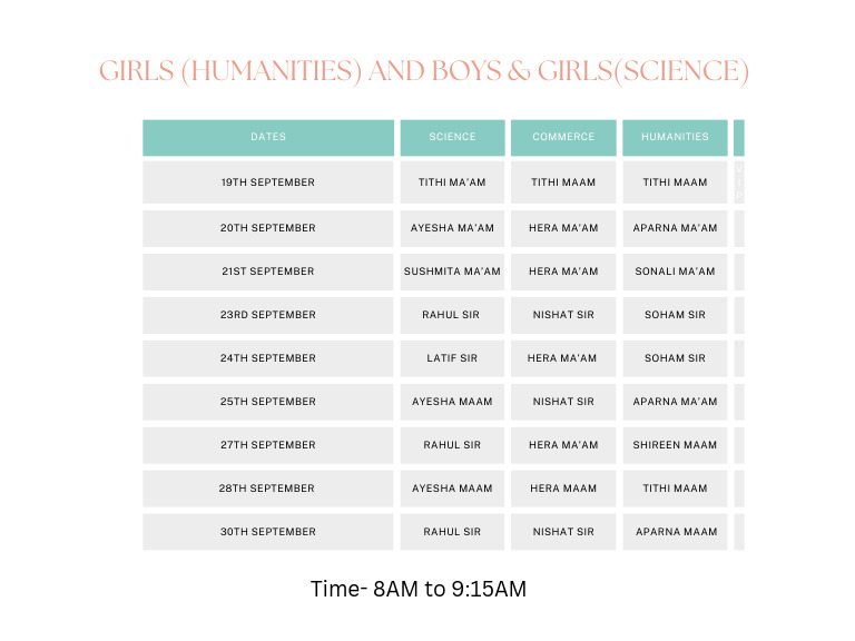 Timetable 1 | PDF