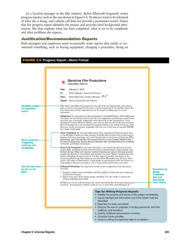 Progress Report Memo Format | PDF