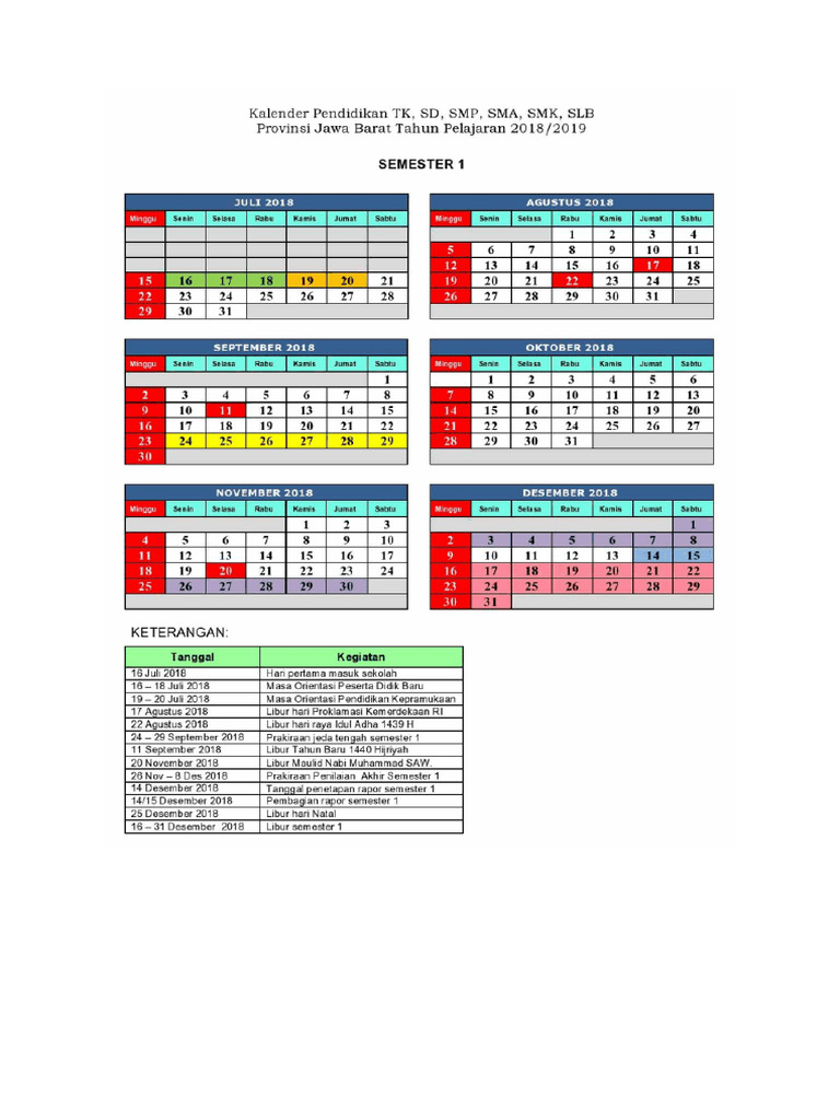 Kalender Pendidikan Jawa Barat | PDF