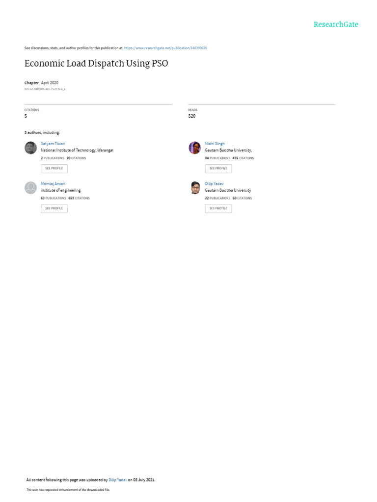 Economic Dispatch PSO | PDF