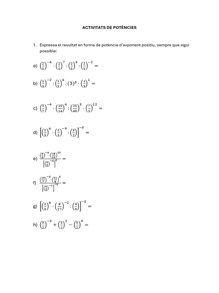 Exercicis de Potències Per Repassar | PDF