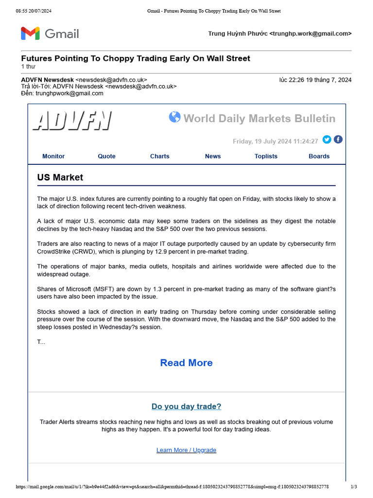 ADVFN - World Daily Market Bulletin 20 July | PDF | Futures Contract | China
