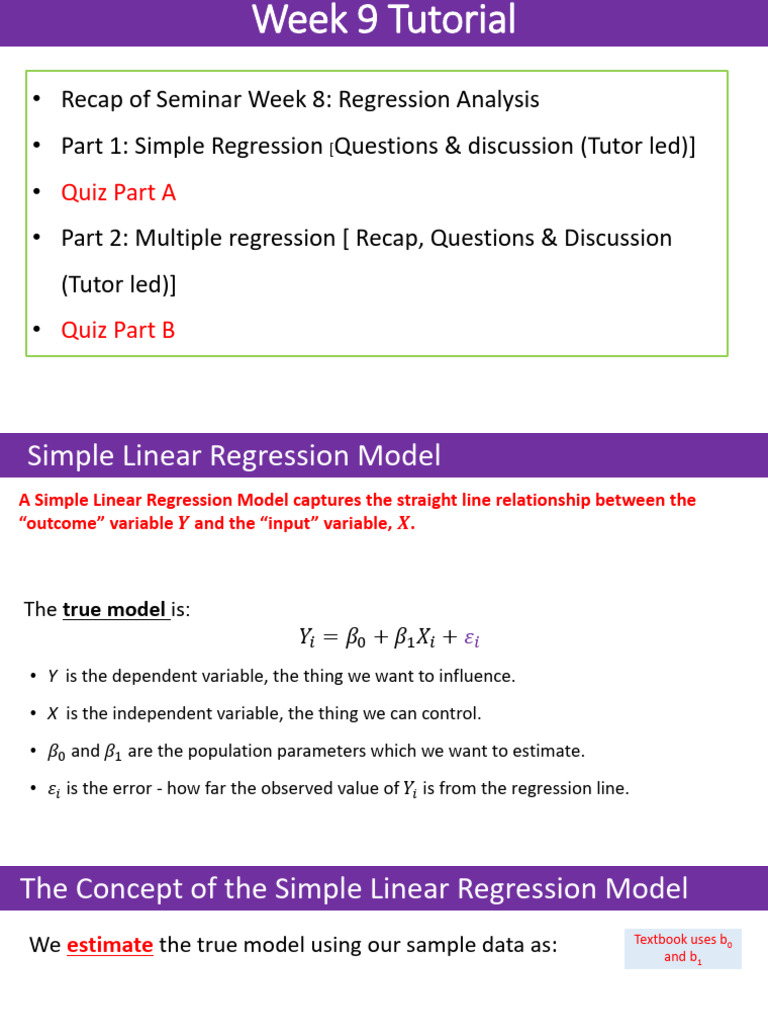 Week 9 Tutorial Solutions | PDF | Linear Regression | Regression Analysis
